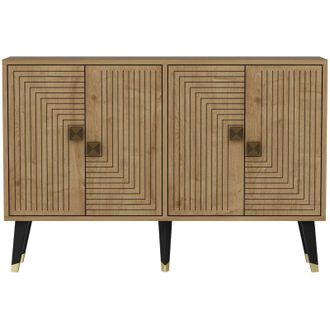Hanah Home Buffet en bois Ahart - 120 x 30 x 80 cm - Ch&ecirc;ne Saphir Or