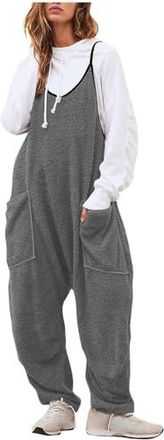 Onsoyours Salopette En Polaire Pour Femme Bretelles Réglables Pantalon De Ski Chaud Pour Lhiver Combinaison Femme Couleur Unie Décontracté Jumpsuit Avec Poches 