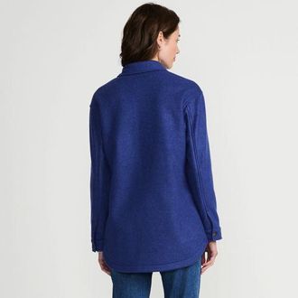Lands End Luxe Fleece-Hemdjacke, Damen, Größe:44-46 regular, Blau, Polyester, by Lands End