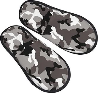 Generic Chaussons Femme Homme Noir Gris Blanc Camo Maison Pantoufles Chaude Chaussures Confortable Pantoufles En Peluche Pour Voyager Ext&eacute;rieur H&ocirc;tel M