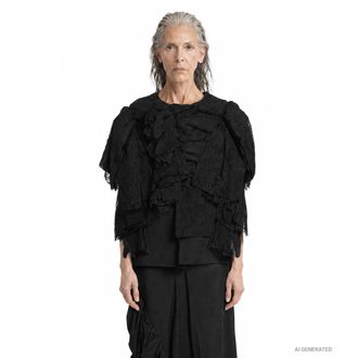 Comme Des Gar&ccedil;ons Coated Lace Long Sleeve Top