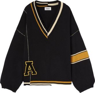 AMBUSH Ungesäumter Pullover mit Streifen - Schwarz