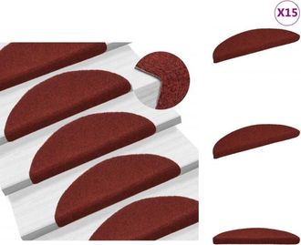 vidaXL 15 Stk. Selbstklebende Treppenmatten Nadelvlies 56x17x3cm Rot - Stufenmatte - Treppenmatte - Treppenschutz - Rutschfeste Matte - Nadelvliesmatte