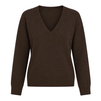 Akep Pullover mit V-Ausschnitt und Stickerei - - Knitwear - Damen - Braun - M