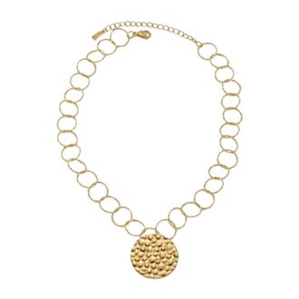 Dansk Copenhagen Vilja Waterproof 18K Gold Plated Short Statement Necklace - Hammered/Polished Stainless Steel - Femme - Accessoires - Jaune - Taille: ONE Size