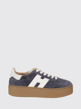 Hogan Baskets Cool H698 &agrave; plateforme en cuir su&eacute;d&eacute; avec logo H