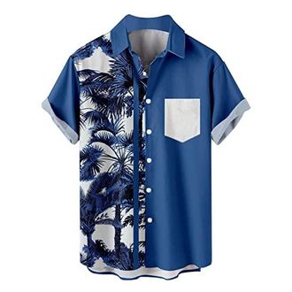 Generic Chemise hawa&iuml;enne amusante &agrave; manches courtes pour homme - Motif tropical - Plage tropicale - Cara&iuml;bes - Chemise de croisi&egrave;re hawa&iuml;enne - Palmier d&eacute;t&eacute; 