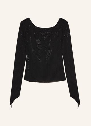 OW Collection Ow Collection Blusenshirt Mesha Aus Mesh Mit Schmucksteinen schwarz