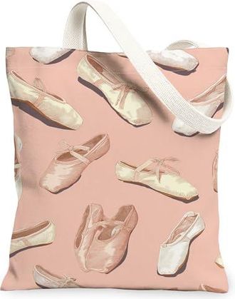 Generic Sacs fourre-tout en toile pour chaussures de ballet, motif de danse artistique, sacs d&eacute;picerie, sacs d&eacute;picerie r&eacute;utilisables, l&eacute;gers et lavables, p&ecirc;ch