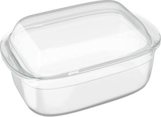 Relaxdays Auflaufform mit Deckel, Bräter aus Glas, 4,5 L, Lasagne, Auflauf, Tiramisu, Gratinform Backofen, transparent