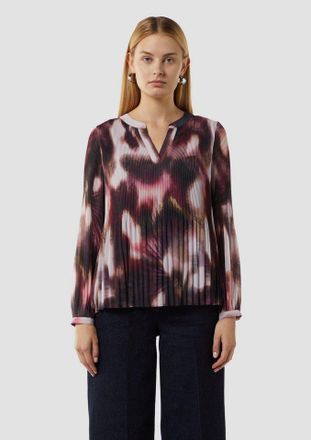 Comma Langarmbluse Bluse Tunika-Bluse aus plissiertem Chiffon