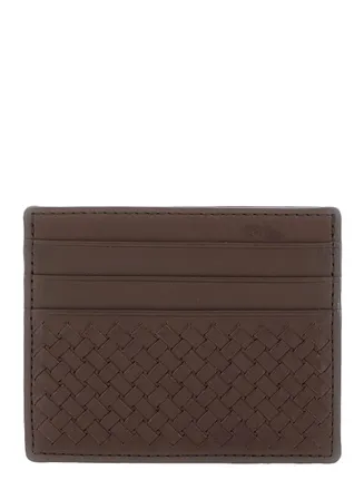 Dragon Diffusion Womens Leather Cardholder Woven Brown Calf Accessory