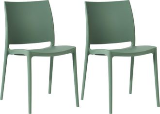 Clp 2er-Set Gartenstuhl Meton, stapelbar, pflegeleicht aus Kunststoff, wetterfest & UV-best&auml;ndig, bis 150 kg belastbar, Farbe:Oliv