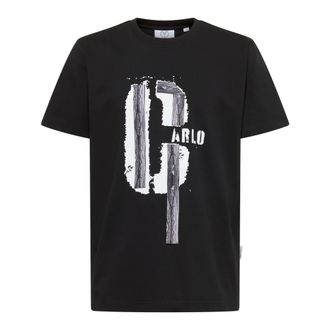 Carlo Colucci Homme, Tops, Noir, Taille: 2XL Tapes T-Shirt