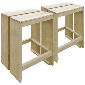 vidaXL Tabourets de bar dext&eacute;rieur 2 pcs Pin impr&eacute;gn&eacute;