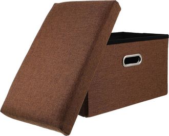 Happyyami Multifunktionaler Aufbewahrungshocker mit Gro&szlig;em Fassungsverm&ouml;gen Stabiler Sitzhocker aus Stoff Praktische Aufbewahrungsbox f&uuml;r Wohnzimmer Schlafzimme