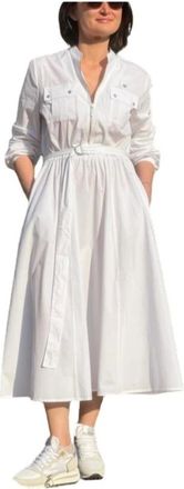 Aeronautica Femme, Robes, Blanc, Taille: 36 FR Robe Midi Popeline