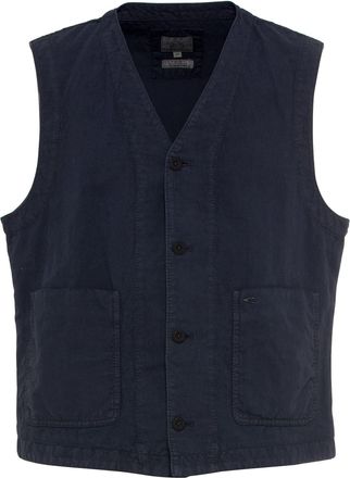 Camel Active Herren Casual Weste aus einem Baumwoll-Leinenmix Dunkelblau, menswear-52