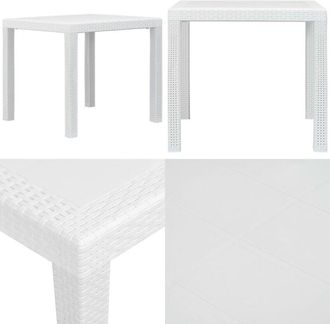 vidaXL Gartentisch Wei&szlig; 79x79x72 cm Kunststoff Rattan-Optik - Gartentisch - Kunststofftisch - Rattan Optik - Wei&szlig;er Gartentisch - Wetterfest - Home & Living