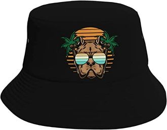 Generic Doux Chapeau de Pêcheur Chien dété avec Palmier Chapeaux de Visière Casual Extérieur Casquette pour Filles Randonnée Femmes