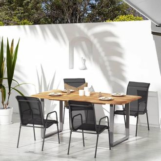 vidaXL Chaises de jardin 4 pcs Acier et textil&egrave;ne Noir vidaXL