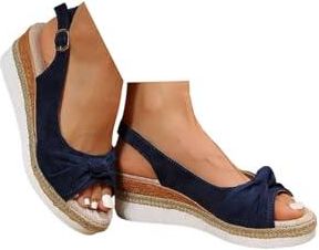 Generic Sandales d&eacute;t&eacute; pour femme avec bretelles larges et talon compens&eacute; pour les f&ecirc;tes de plage, tenues d&eacute;contract&eacute;es, soutien de la vo&ucirc;te plantaire, l&eacute;g&egrave;res