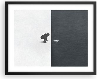 Arttor Poster Schwarzrahmen Deko 50x40cm Kind Schwarz Und Wei&szlig; Wasser Wandposter Art Prints Wanddeko Bild Wand Kunstdruck Wandbilder Dekoration Wohnzimmer Sc