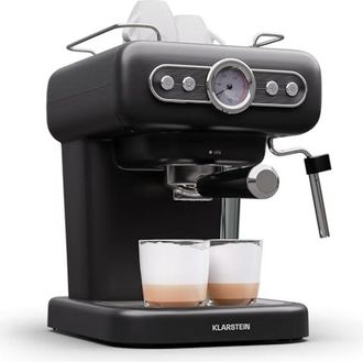 Klarstein machine à expresso porte-filtre avec mousseur à lait, mini machine à expresso rétro 1,2 L avec porte-filtre, petite machine à café 950 W, machine à ca