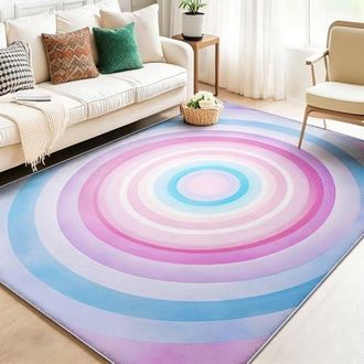 Generic Tapis de Salon Imprim&eacute; Abstrait Cercle Plan&egrave;te Halo th&egrave;me Moquette Antid&eacute;rapant Lavable &agrave; Poils Ras, Rose &Eacute;cologique Int&eacute;rieur pour Chambre denfant, 1