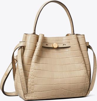 Tory Burch Damen Romy Bucket Bag mit Krokopr&auml;gung