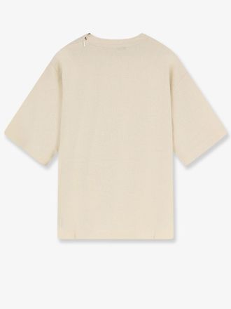Hev&ograve; Mens T-Shirt Ripalta Linen-Blend Beige T-Shirts And Polos