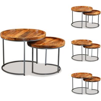 vidaXL Vidaxl - Beistelltisch-Set 2 Stk. Mangoholz Massiv - Industrieller Stil - Vintage Charme - Mangoholz - Beistelltisch - Couchtisch