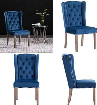 vidaXL Vidaxl - Chaise de salle à manger Bleu Velours - Chaise Salle à Manger - Chaise Velours - Chaise Design - Mobilier Salle à Manger - Décoration