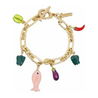 Alemais Femme, Accessoires, Jaune, Taille: ONE Size Collier Cha&icirc;ne avec Breloques Perles Multicolores Profil&eacute;es