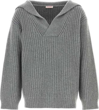 Valentino Garavani Homme, Pulls, Gris, Taille: M Pull c&ocirc;tel&eacute; &agrave; &eacute;paules d&eacute;nud&eacute;es