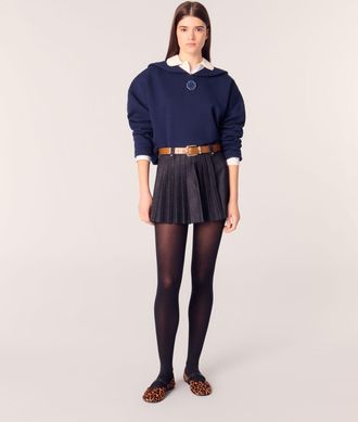 Maje Sweatshirt Court Avec Broderie - Bleu Marine - Taille 3 - Maje