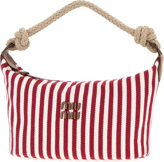 Miu Miu Striped Canvas Tote Bag - Red
