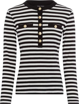 Marc Aurel Femme, Tops, Multicolore, Taille: 38 FR Haut &agrave; Manches Longues Ray&eacute; et C&ocirc;tel&eacute;