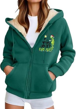 Generic Le Grinch Sweat A Capuche Femme Vêtements Oversize Moche Pull Christmas The Sweet Adulte 2025 Pulls Sweatshirts Deguisement Chaud Noël Hiver Plaid Noe