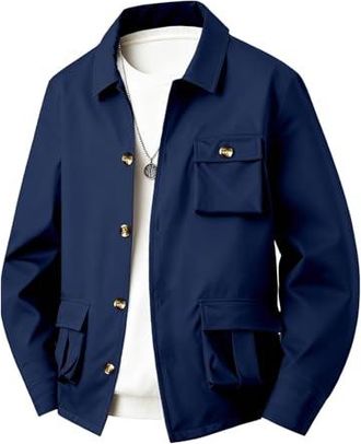 Generico Veste de Sport pour Hommes Veste L&eacute;g&egrave;re avec Poches Multiples Manteau de Couleur Unie Cardigan Softshell pour Loisirs Fonctionnel Outwear Parka Respir