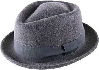 Classic Italy Chapeau Porkpie Feutre Homme ou Femme Classic Diamond Porkpie - Taille 55 cm - Gris-Chine