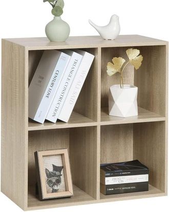 Woltu Woltu - Biblioth&egrave;que Armoire en Panneaux de Particules Etag&egrave;re de Rangement Colonne Semi-Ouvert, 30x24x106cm, Ch&ecirc;ne clair