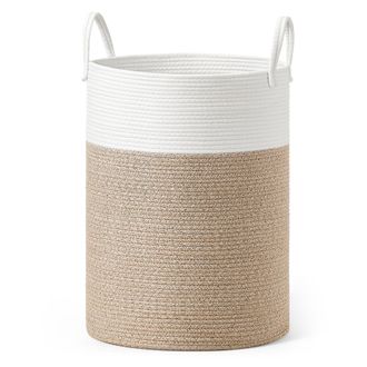 Songmics W&auml;schekorb, W&auml;schesammler f&uuml;r Kinder, Aufbewahrungskorb, Baumwollseil, mit Henkel, f&uuml;r Decken, Kuscheltier Aufbewahrung, Schlafzimmer, Kinderzimmer, 8