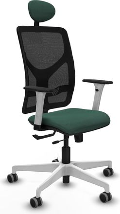 Piqueras y Crespo Gr&uuml;ner Drehstuhl mit wei&szlig;en und schwarzen Armlehnen, h&ouml;henverstellbarer Lendenwirbelst&uuml;tze und festem Kopfteil, ausgestattet mit Syncro/Traslack. Schw
