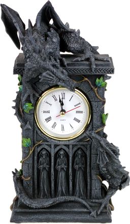 Nemesis Now Duelling Dragons Uhr, 26 cm, Polyresin, Grau