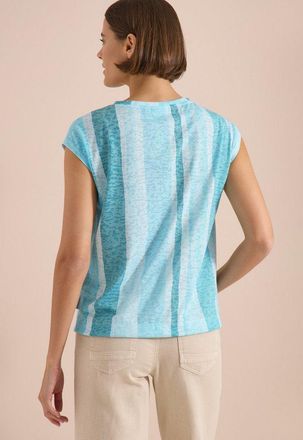 Cecil Kurzarmshirt Sommershirt in Ausbrenner-Optik/Streifen-Muster