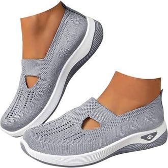 Generic Chaussures orthop&eacute;diques pour femme, baskets l&eacute;g&egrave;res &agrave; enfiler en tricot confortables et tendance, chaussures de marche plates respirantes, &agrave; enfiler 