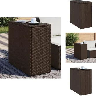 vidaXL Vidaxl - Table dappoint de jardin avec dessus en verre marron rotin - Table Dappoint De Jardin - Tables Dappoint De Jardin - Table Dappoint