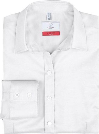 Greiff Langarmbluse Greiff Modern with 37.5 Damen Bluse Langarm Kent Slim-Fit Wei&szlig;