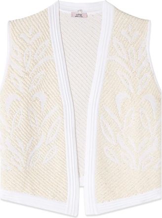 Oltre Femme, Vestes, Blanc, Taille: 40 FR Gilet Effet Mat avec Micro Sequins